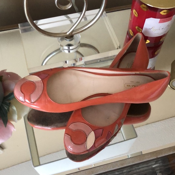 Coach | Shoes | Coach Kora Orange Patent Flats | Poshmark